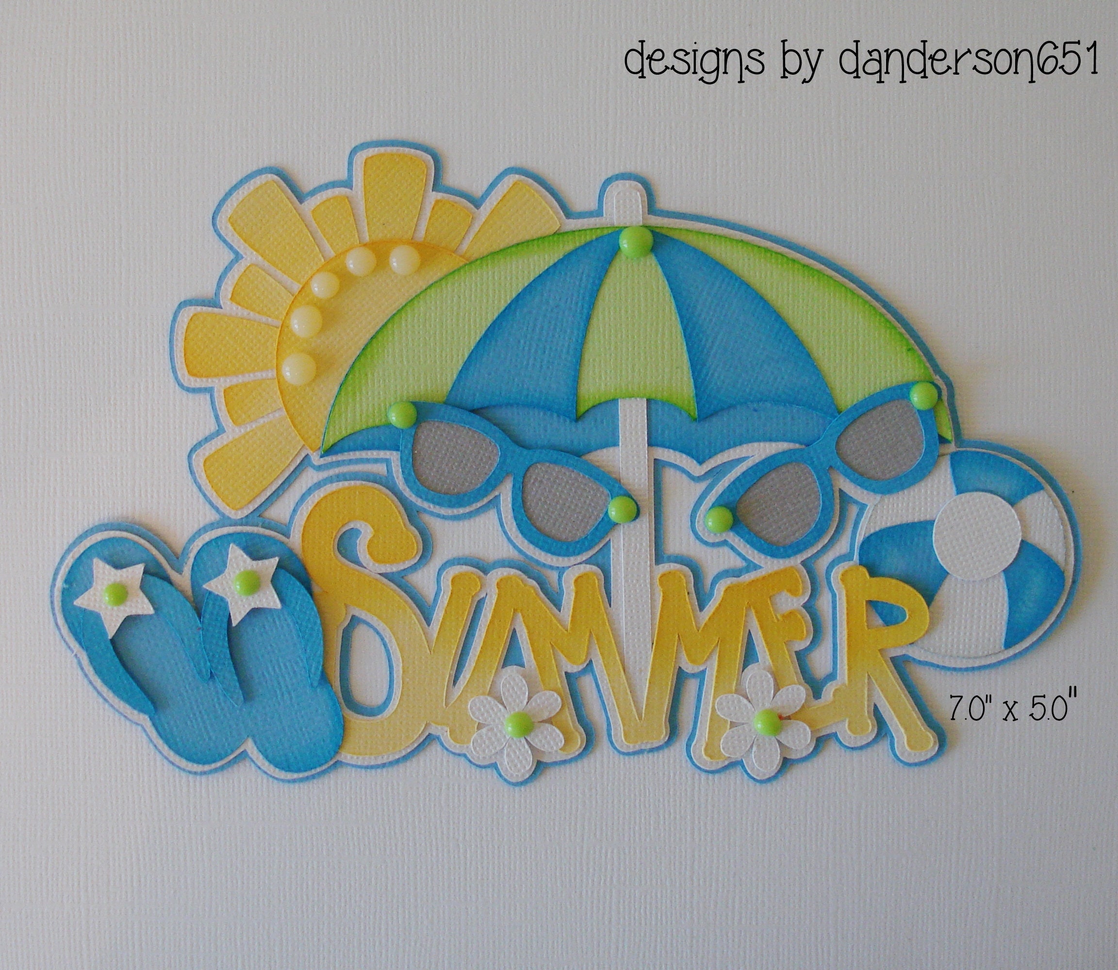 Scrapbook Summer Blue Die Cut A Premade Paper Piecing for Scrapbook ...
