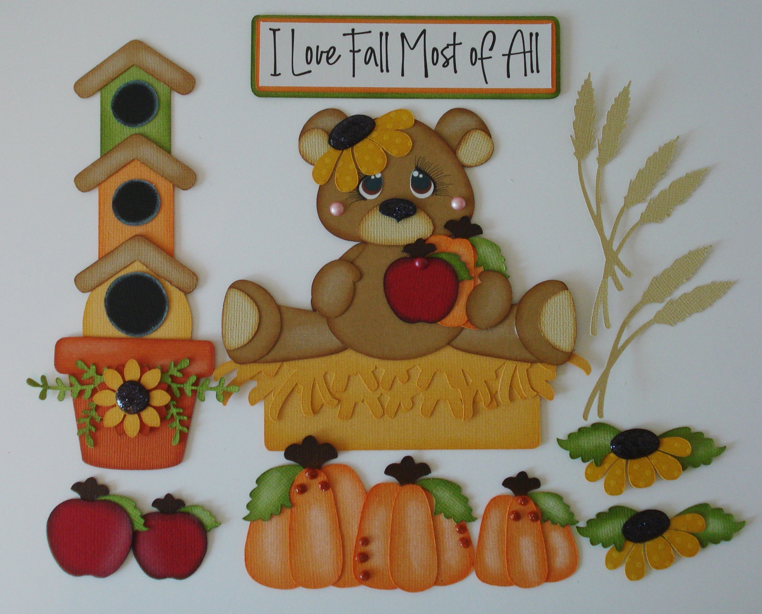 Scrapbookso Fall Bear Animal Autumn Outdoors Die Cut A Premade Paper ...