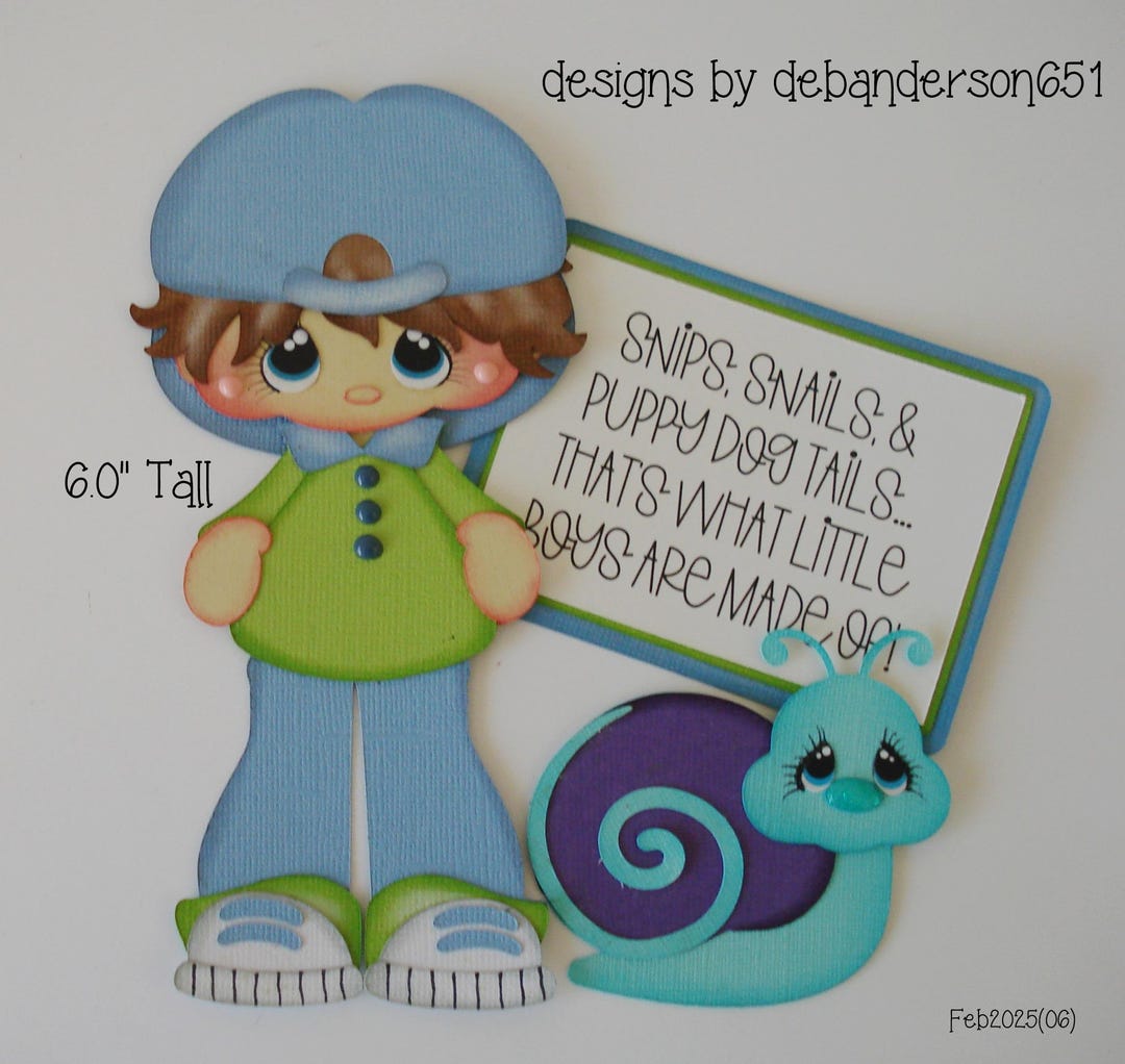 Scrapbook Little Boys Snips Snails Kids Title Die Cut A Premade Paper ...