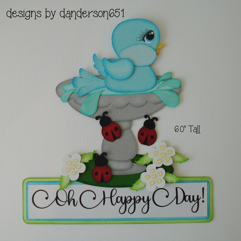 Birds Summer Spring Outdoors Ladybug Flowers Girl Boy Kids Pre-made ...
