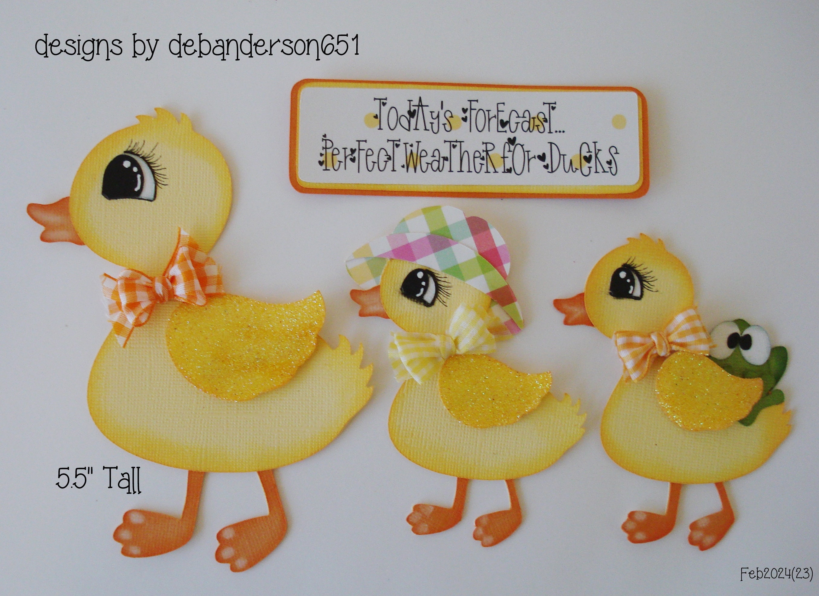 Scrapbook Ducks Rain Set of Three3 Title Die Cut A Premade Paper ...