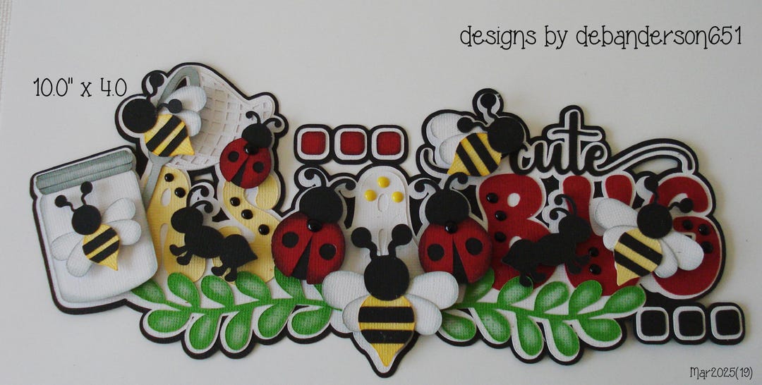 Scrapbook Cute as A Bug Title Bees Ladybug Bugs Kids Die Cut A Premade ...