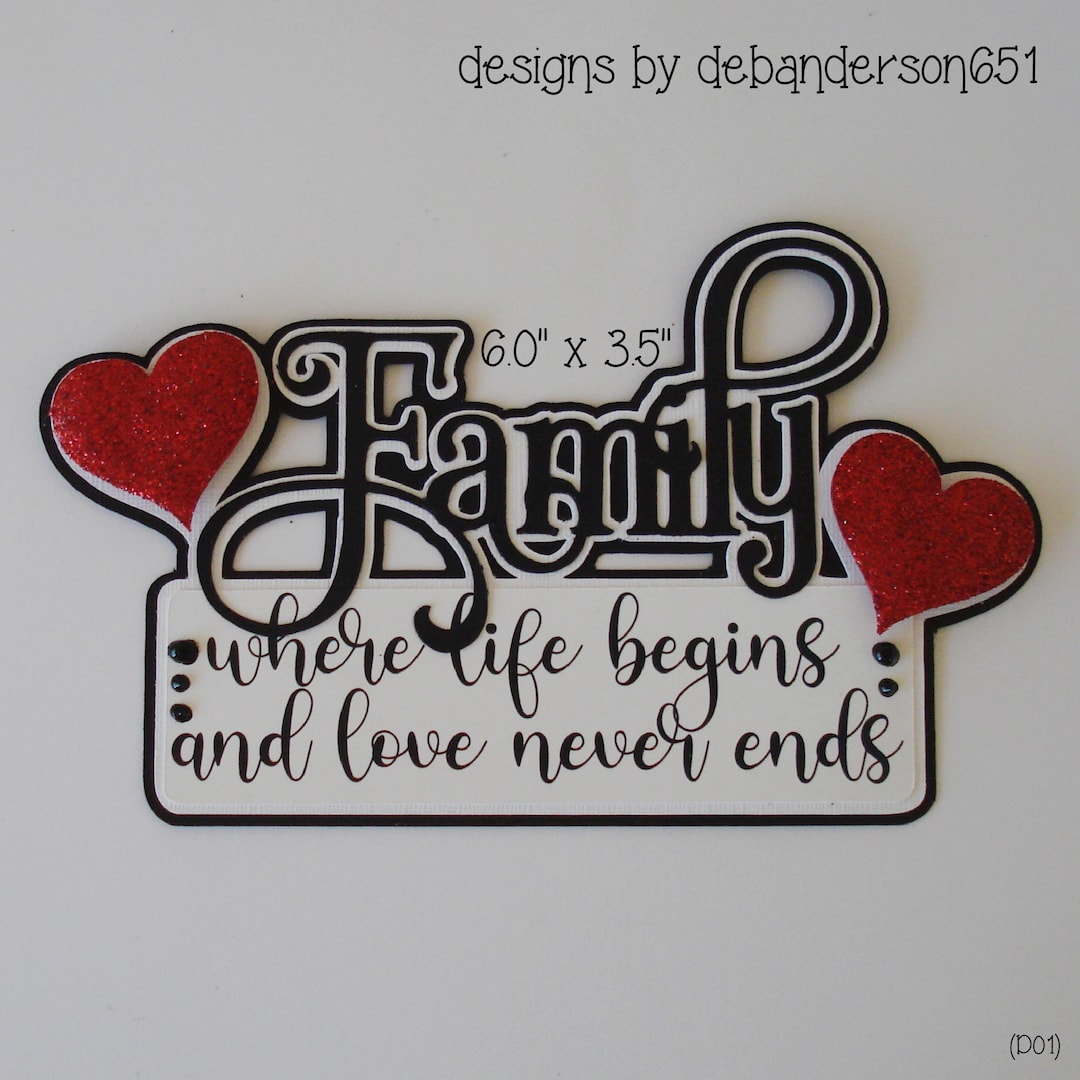 Scrapbook Family Title Die Cut A Premade Paper Piecing for Scrapbook ...