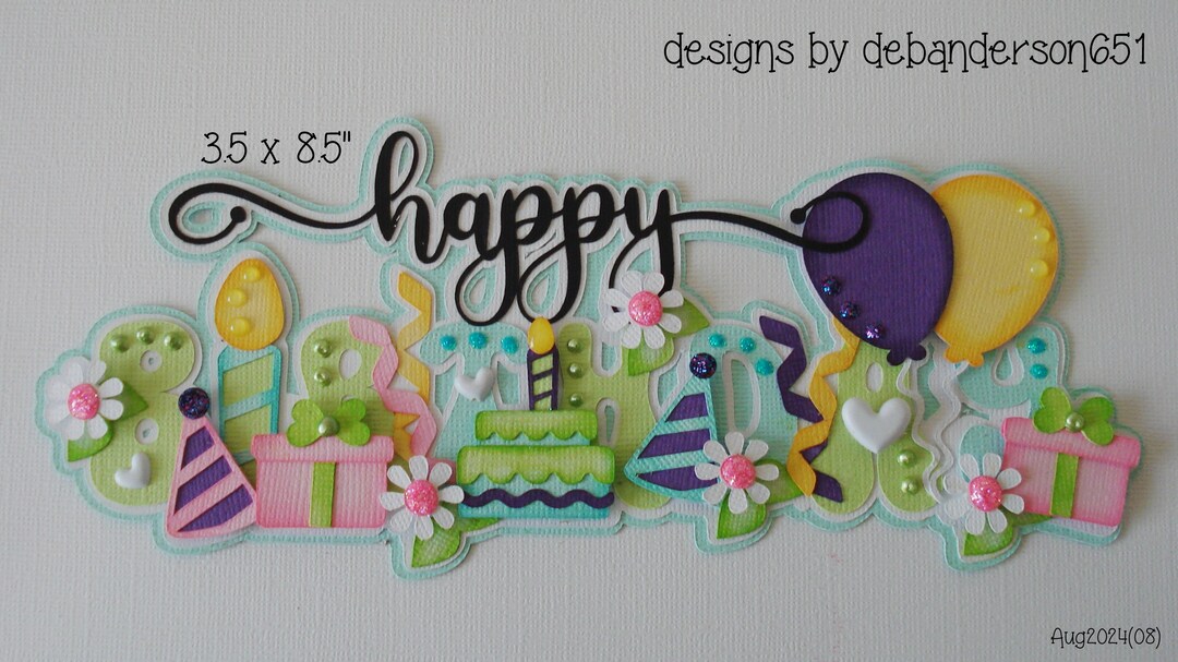 Scrapbook Happy Birthday Cake Candles Celebration Title Die Cut A ...