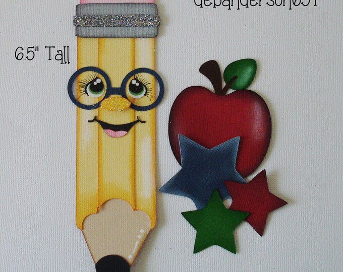 Scrapbook School Days Pencil Apple Stars Fall Kids Die Cut A Premade ...