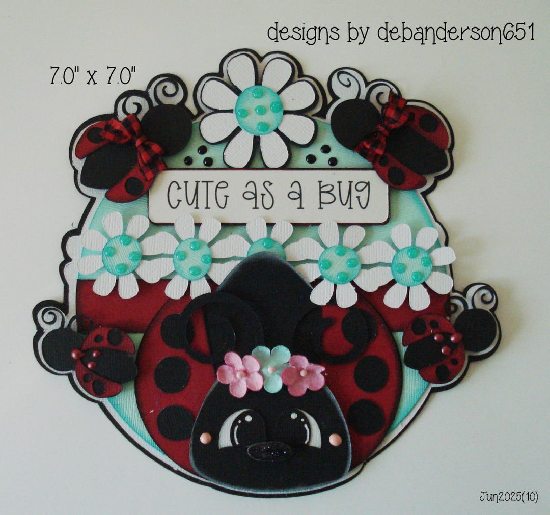 Scrapbook Circular Cute as A Bug Ladybug Title Die Cut A Premade Paper ...
