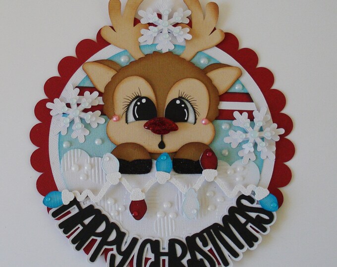 Scrapbook Christmas Winter Reindeer Snowflakes Title Die Cut A Premade ...