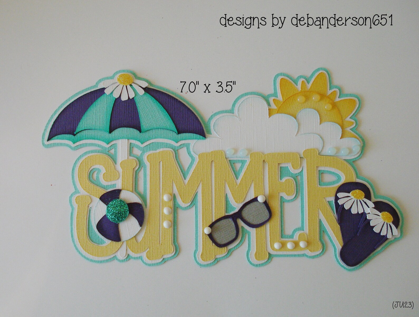 Scrapbook Summer Beach Vacation Tag Die Cut A Premade Paper Piecing for ...