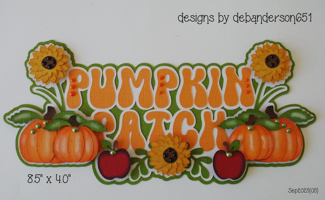 Scrapbook Pumpkin Patch Apples Sunflowers Title Die Cut A Premade Paper ...