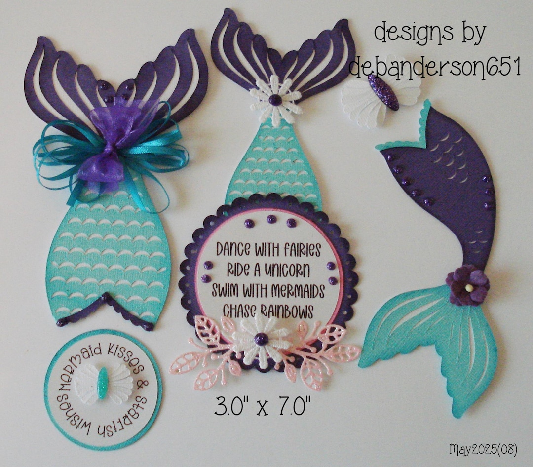 Scrapbook Mermaid Tails Mermaids Flowers Title Die Cut A Premade Paper ...