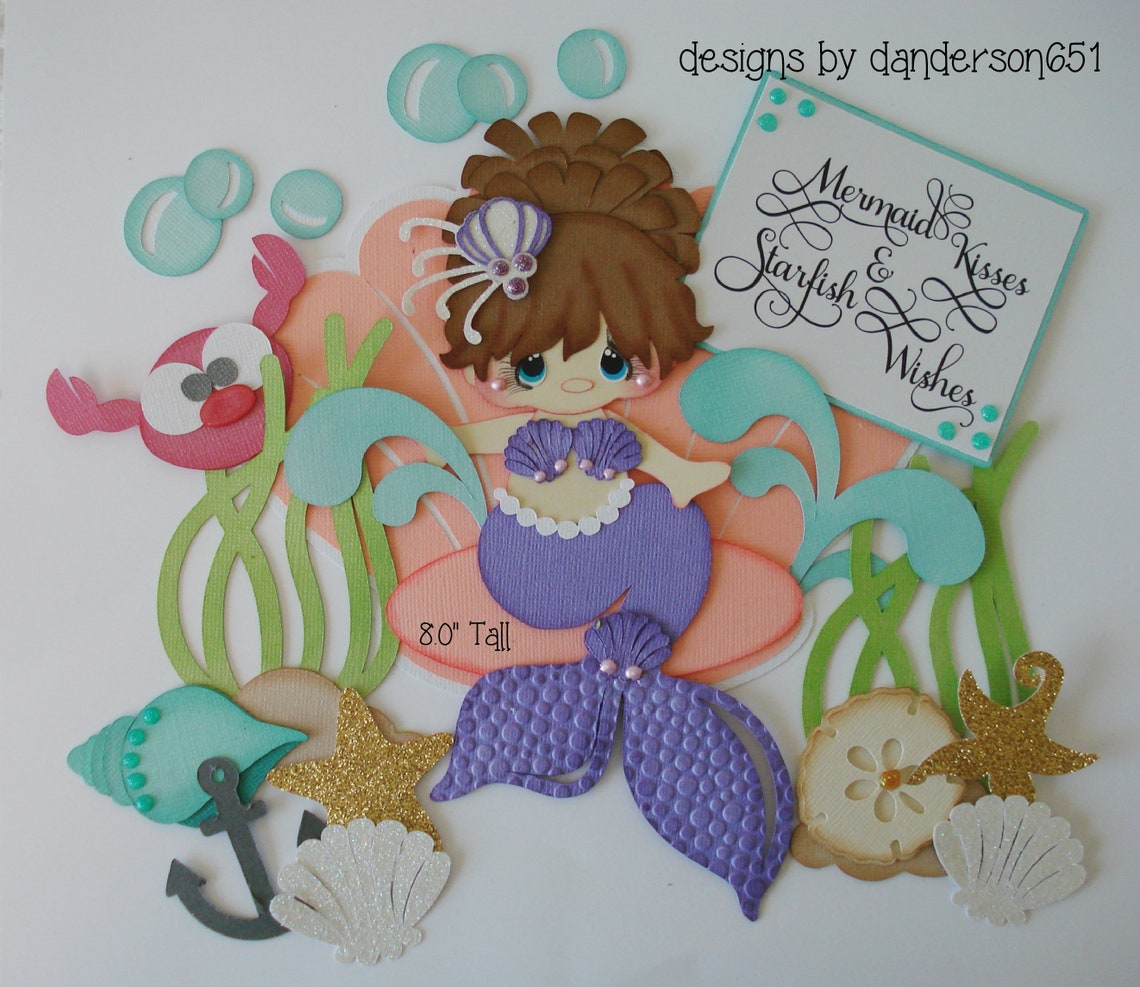 Mermaid Summer Beach Kids Girls Shells Paper Piecing Premade - Etsy