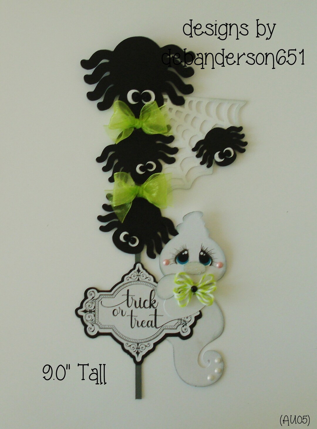 Scrapbook Halloween Ghost Spiders Holiday Tag Title Die Cut A Premade ...