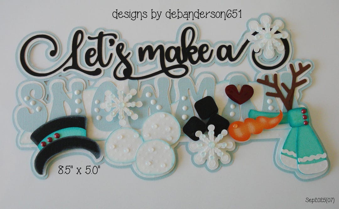 Scrapbook Let's Make A Snowman Title Die Cut A Premade Paper Piecing ...