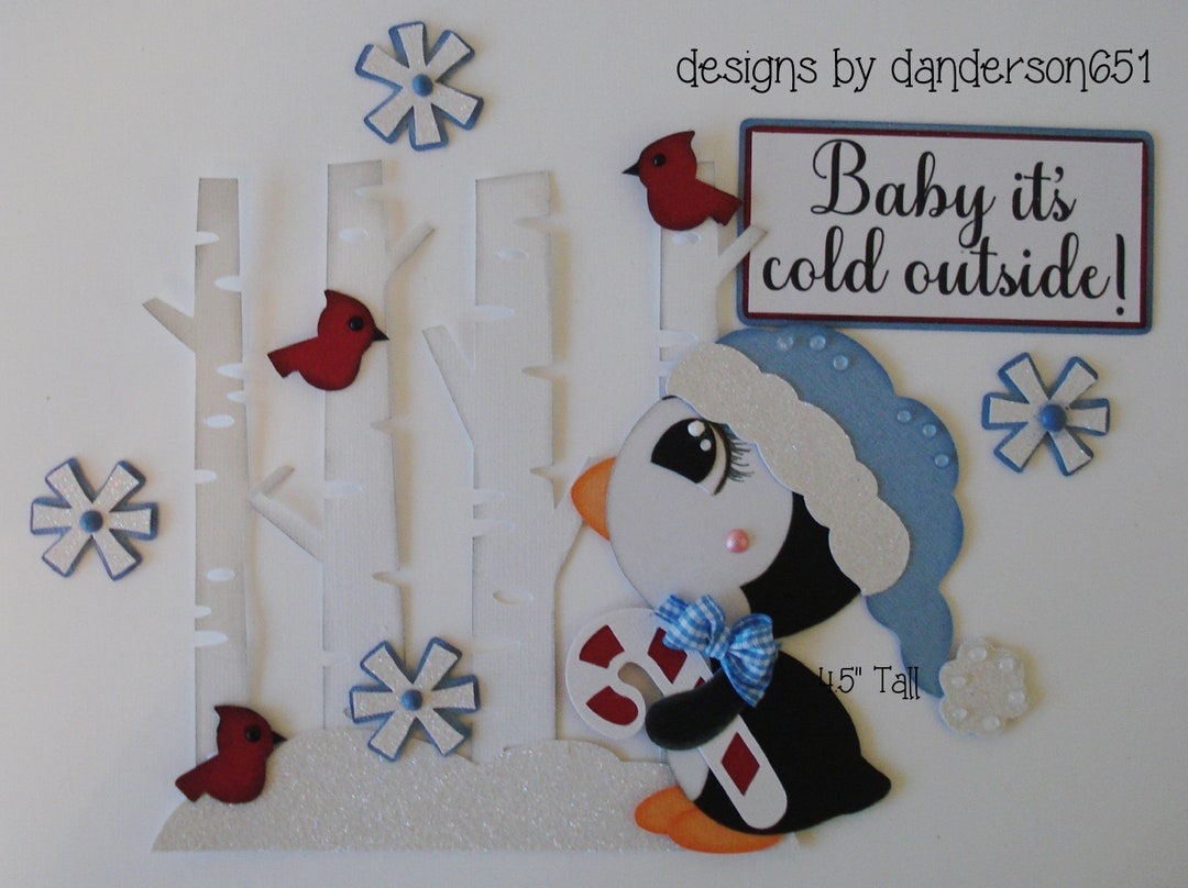 Winter Penguin Cardinal Trees Kids Boy Girl Pre-made Paper - Etsy
