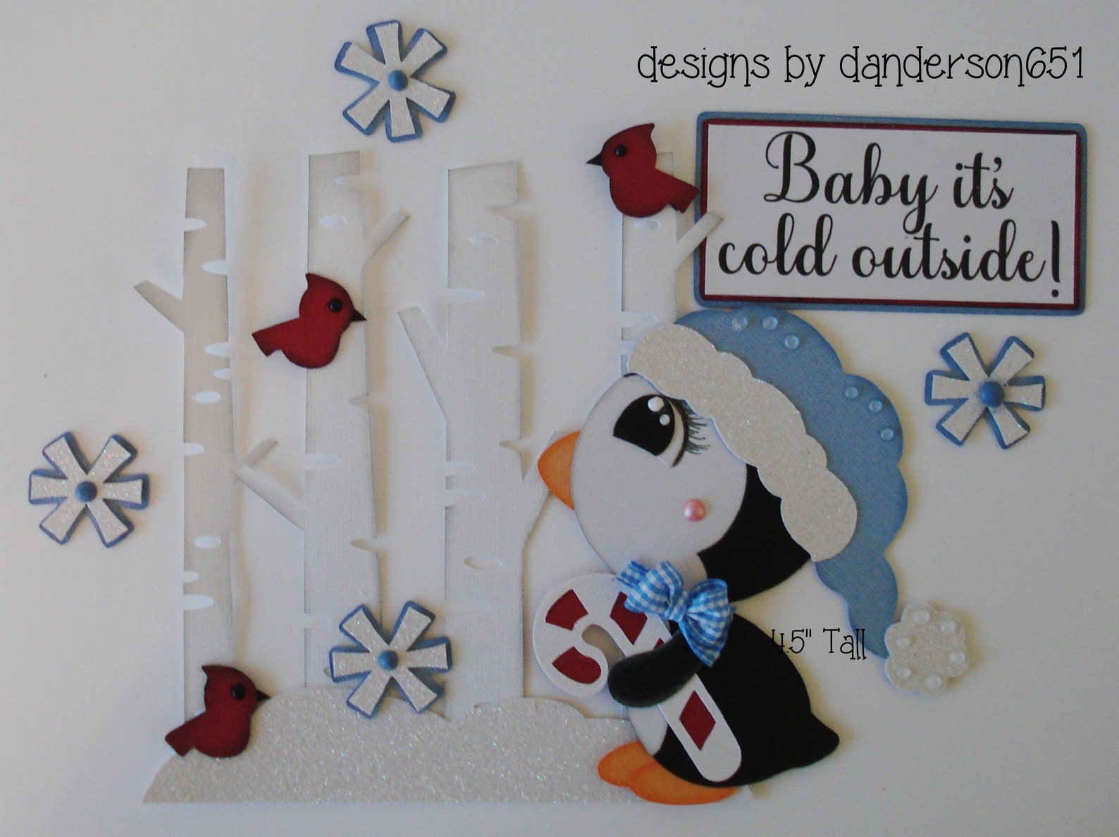 Winter Penguin Cardinal Trees Kids Boy Girl Pre-made Paper - Etsy