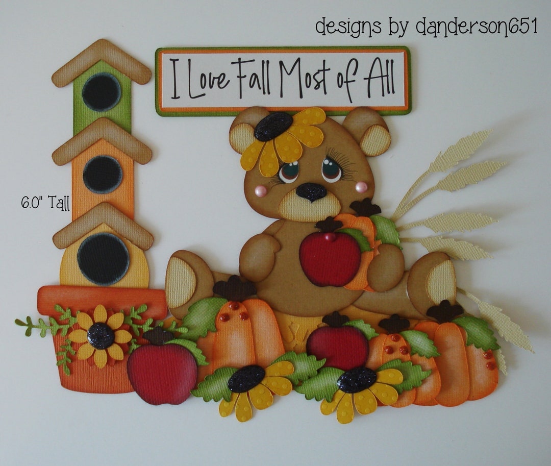 Scrapbookso Fall Bear Animal Autumn Outdoors Die Cut A Premade Paper ...