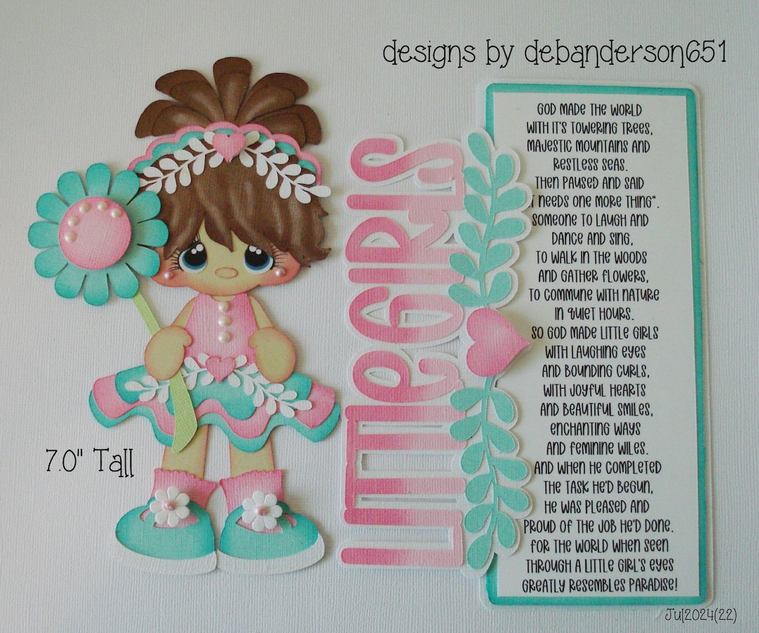 Scrapbook Little Girls Set of Three(3) Title Die Cut A Premade Paper ...