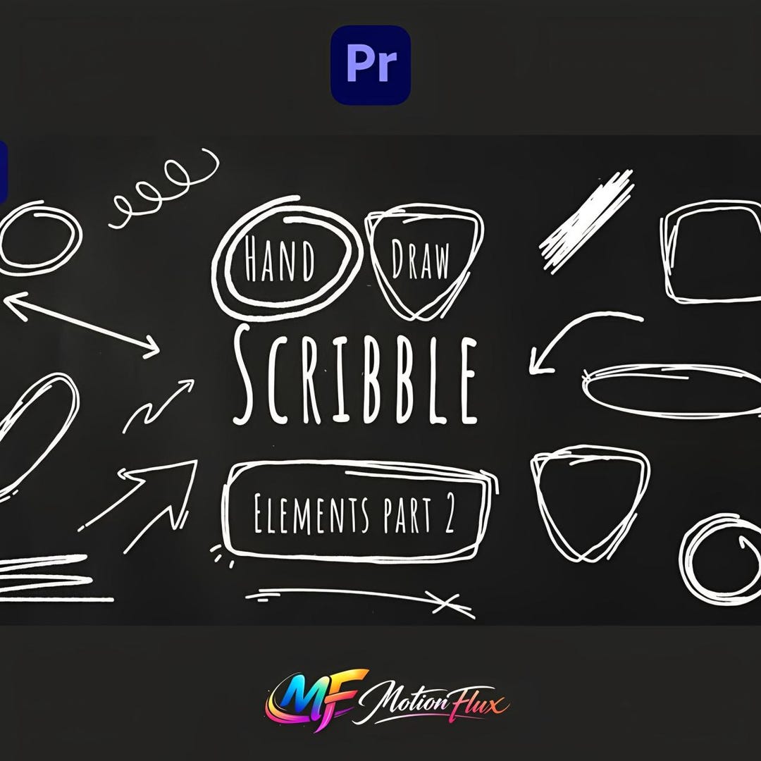 Premiere Pro Scribble Elements, Animated Sketch Effects (digital ...