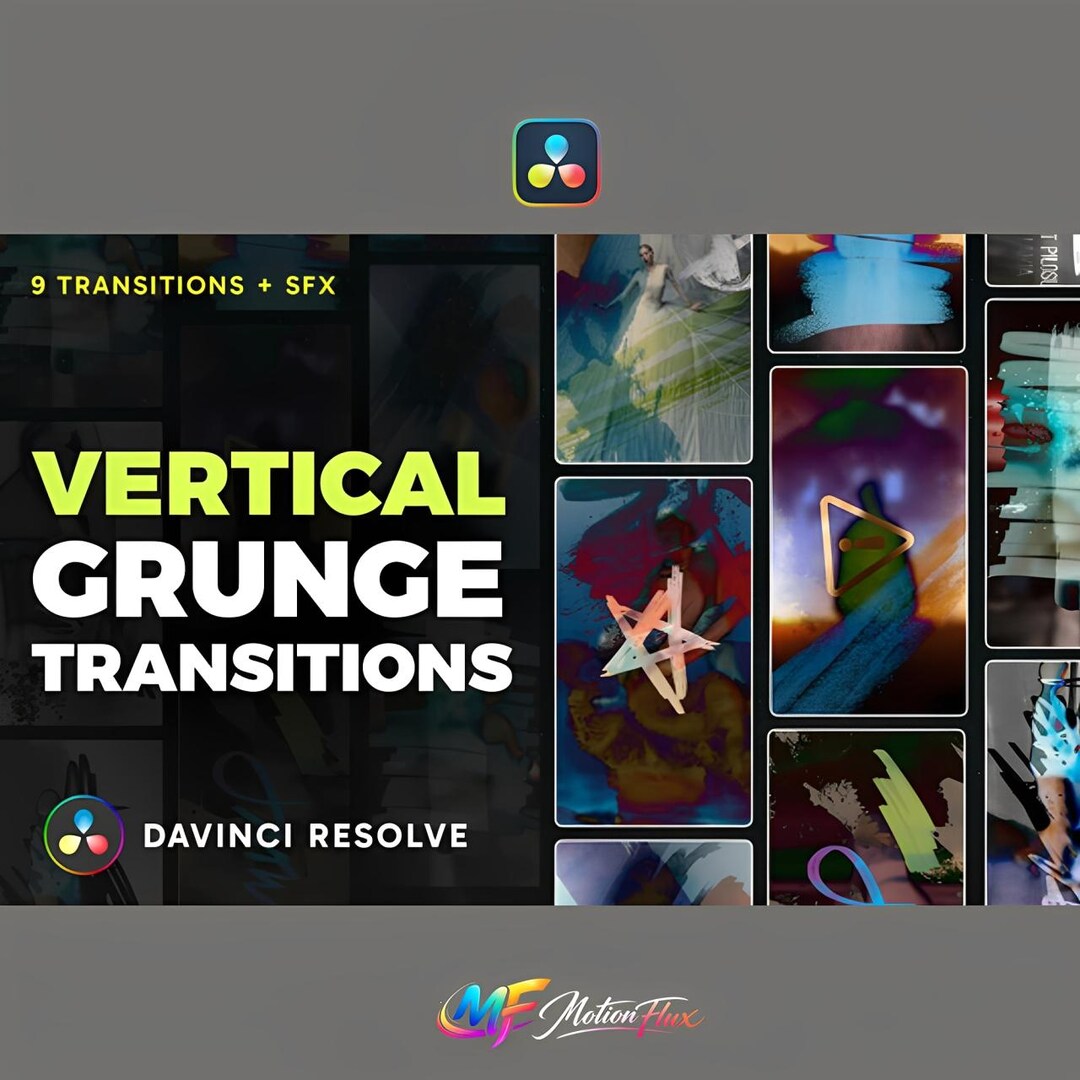 Davinci Resolve Vertical Grunge Transitions | Glitch Paint Texture ...