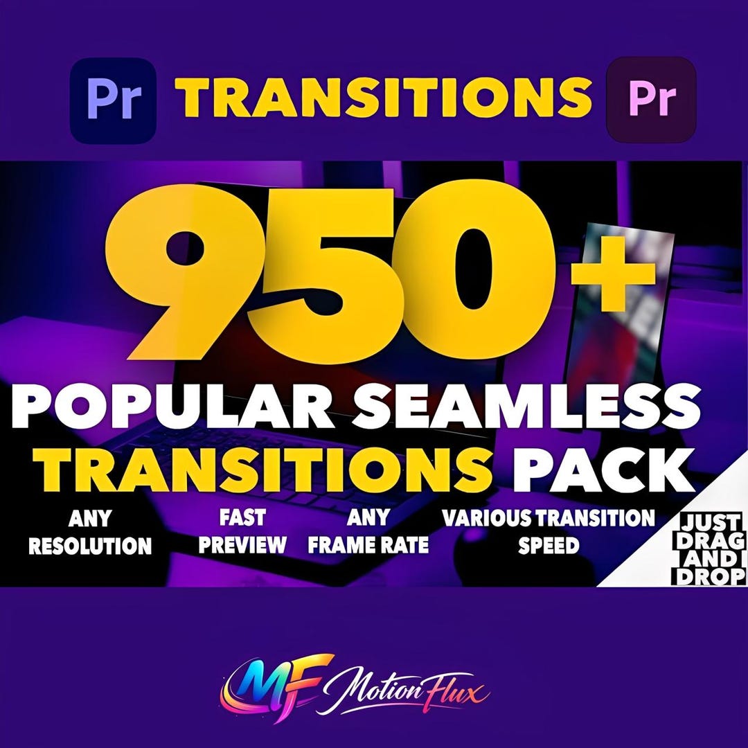 950+ Seamless Transitions for Premiere Pro | Drag & Drop FX (digital ...