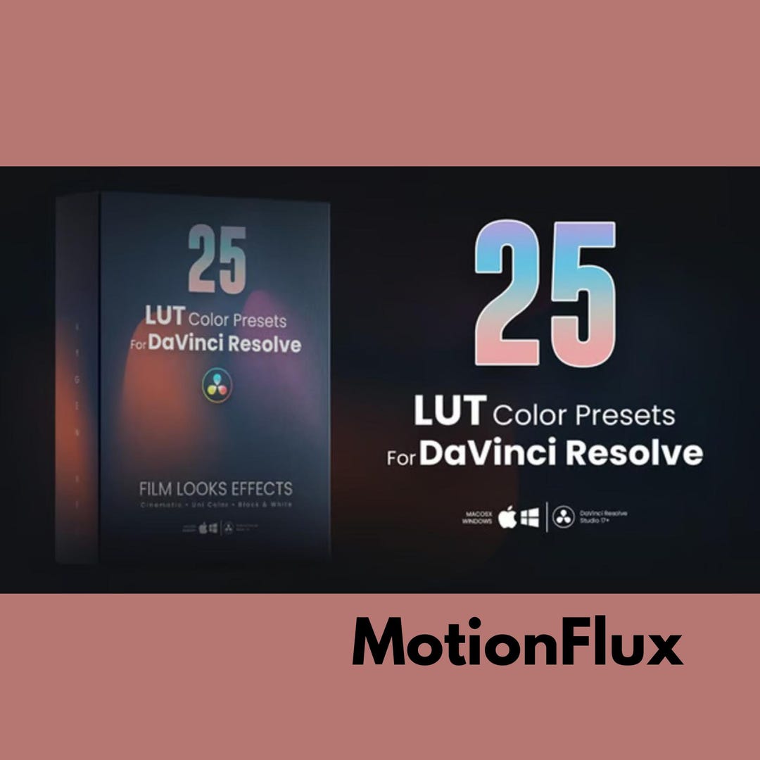 25 Cinematic Luts for Davinci Resolve, Film Look Color Presets (digital ...