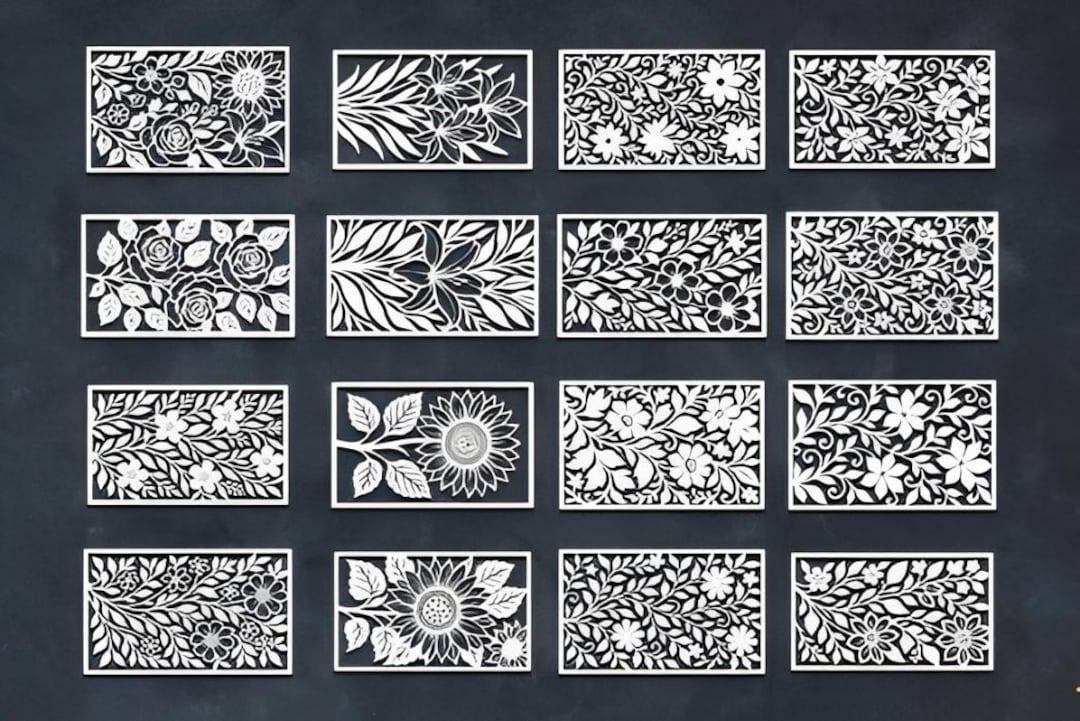 Laser Cut Floral Panel SVG Bundle | CNC Wall Art Patterns for Glowforge ...