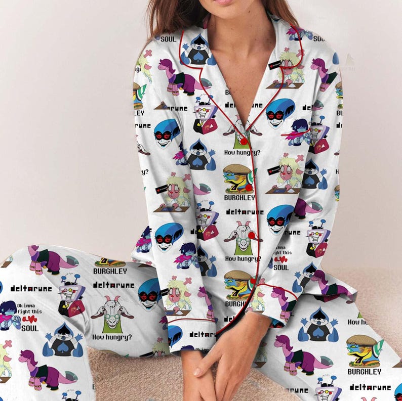 Deltarune Pixel Art Pajamas Set Long, Retro Gaming Tee, Toby Fox Fan ...