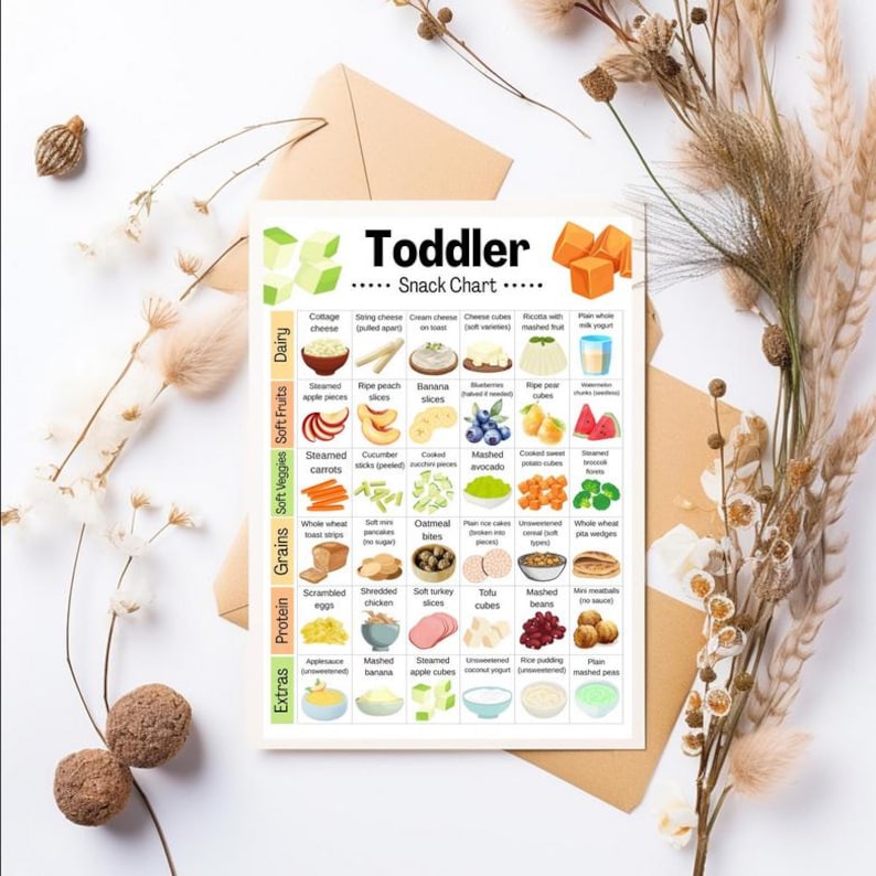 Toddler Snack Ideas Chart Printable, Soft Snacks for 1–3 Year Olds ...