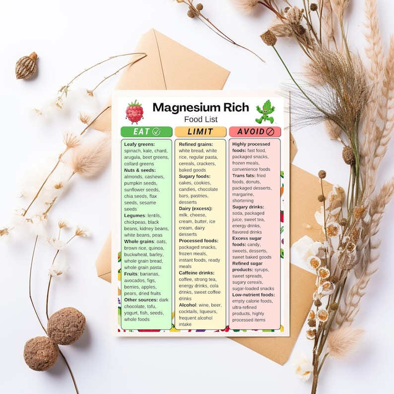 Magnesium Rich Food List Printable PDF, High Magnesium Food Chart ...