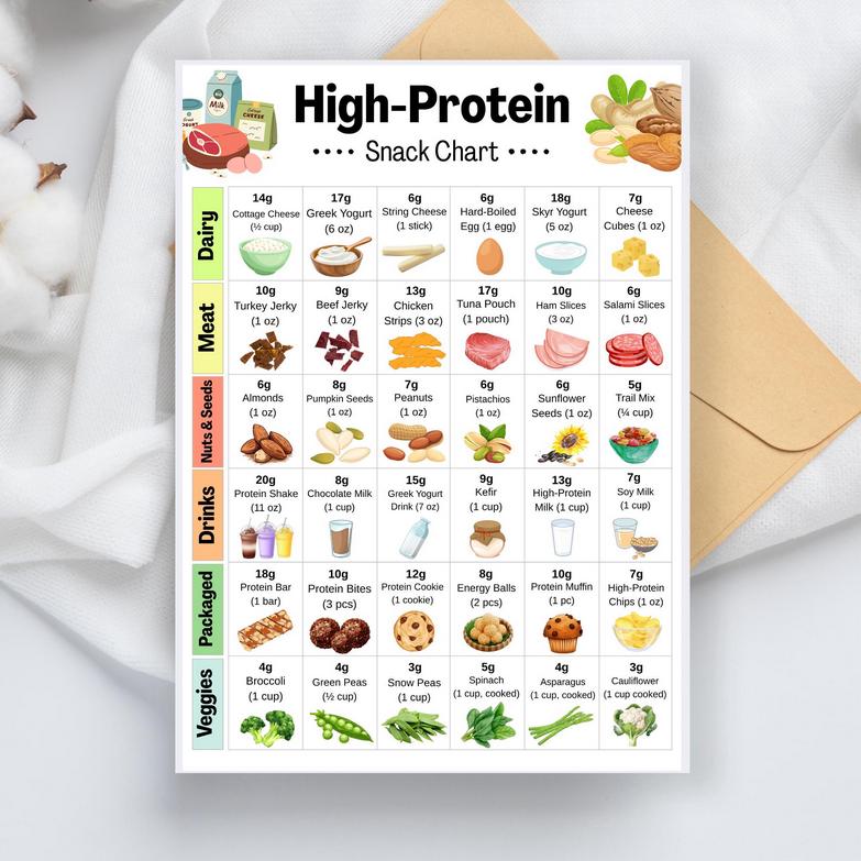 High Protein Snack Chart, High Protein Foods List, Protein Rich Snacks ...