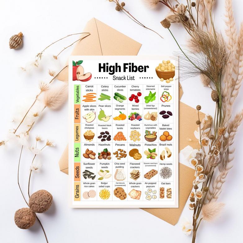 High Fiber Snack List, Fiber Rich Snack Chart, IBS & Constipation Snack ...