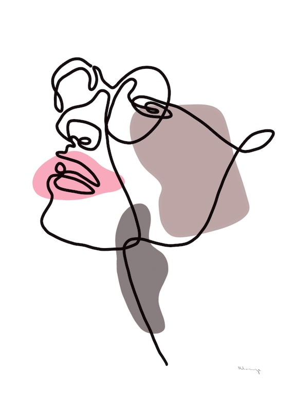 Line Art Girl With Glasses - Etsy