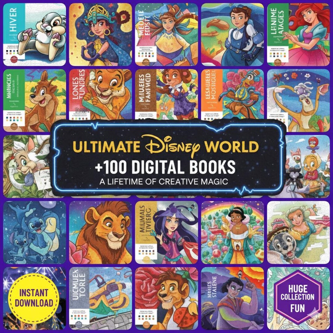 Mega Disney Coloring Bundle, 100+ Books PDF, Mystery Color by Number ...