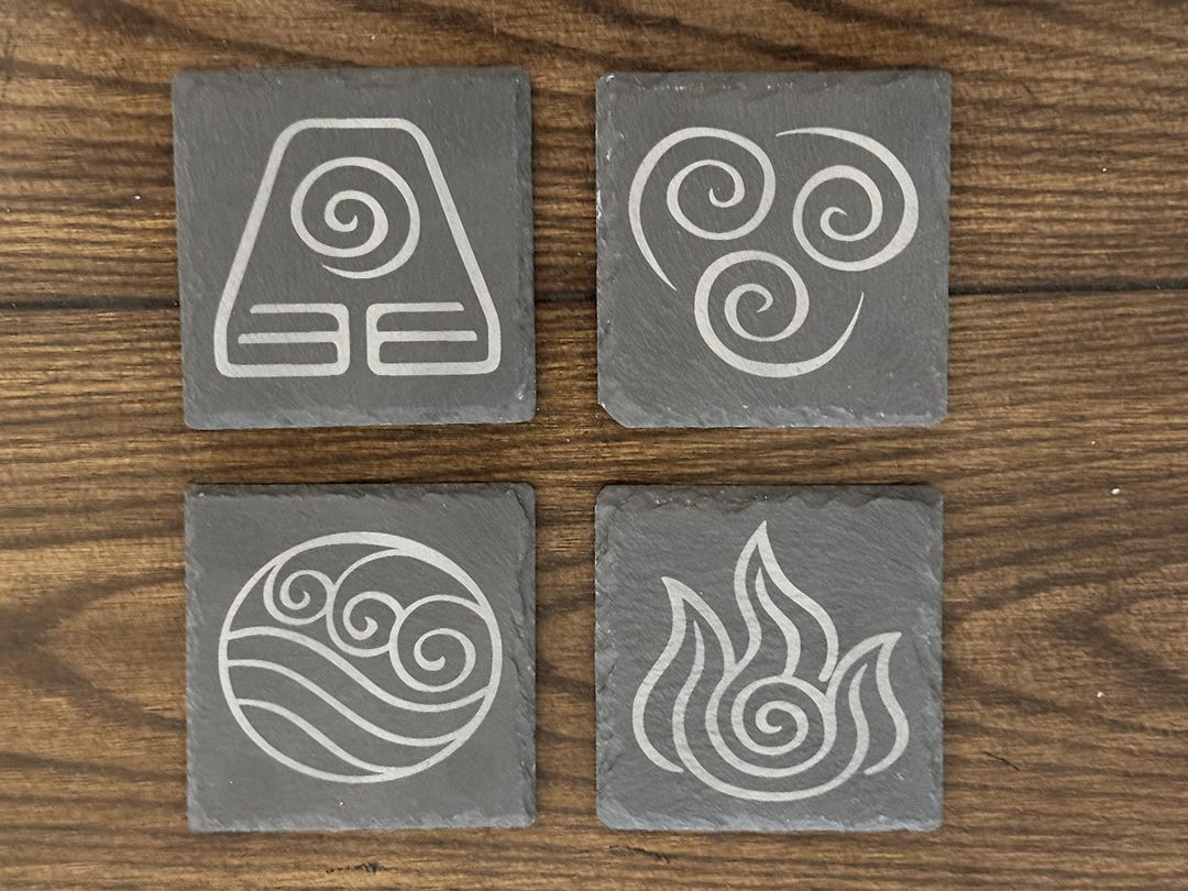 Four Elements Slate Coasters | Set of 4 Includes Holder - Etsy