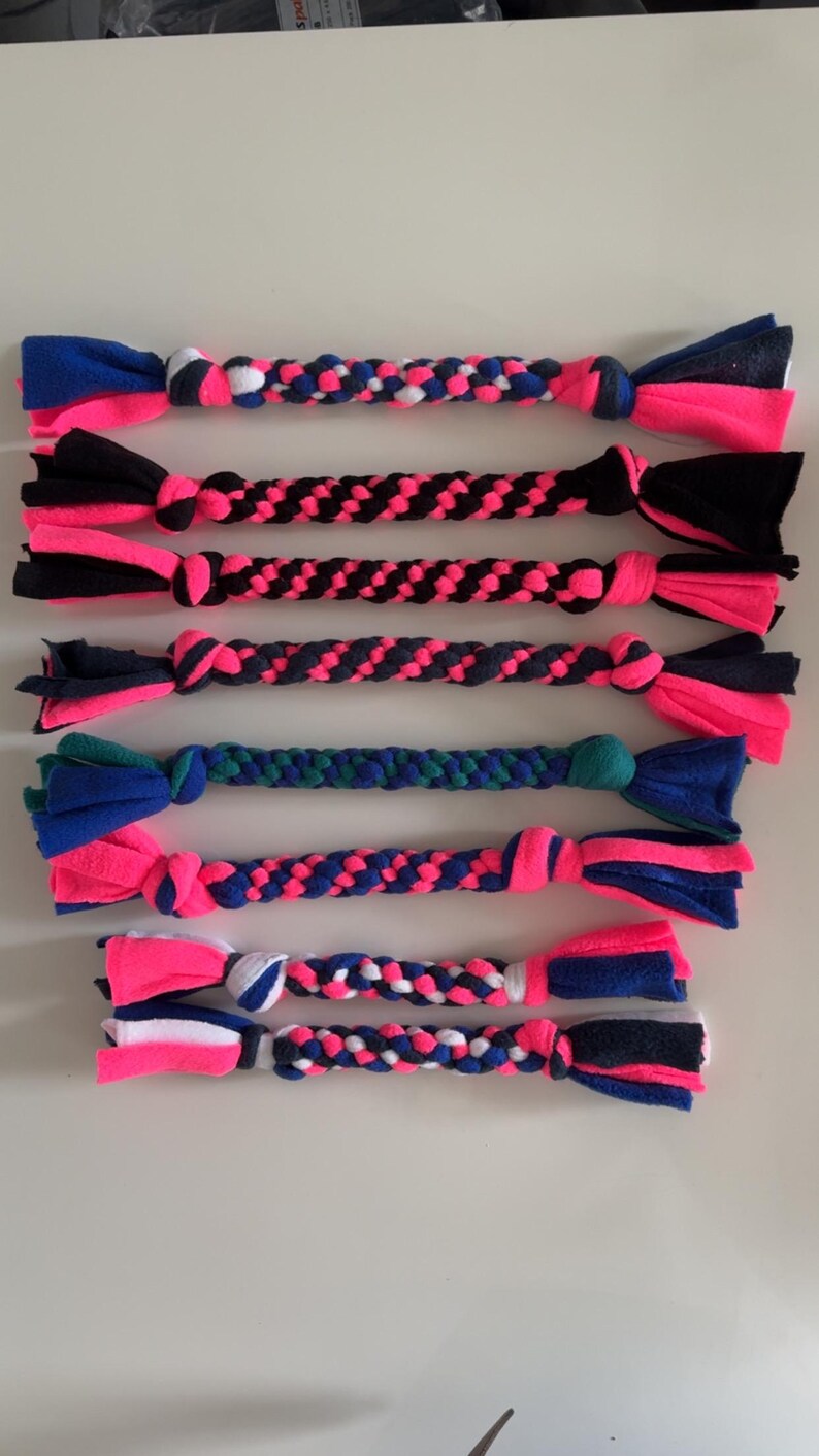 Premium Thick Anti-pill Fleece Dog Tug Toy | Handmade Multi-colour Tug ...