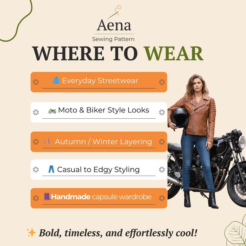 Leather Biker Jacket Sewing Pattern | Asymmetrical Zip, Quilted Sleeves ...