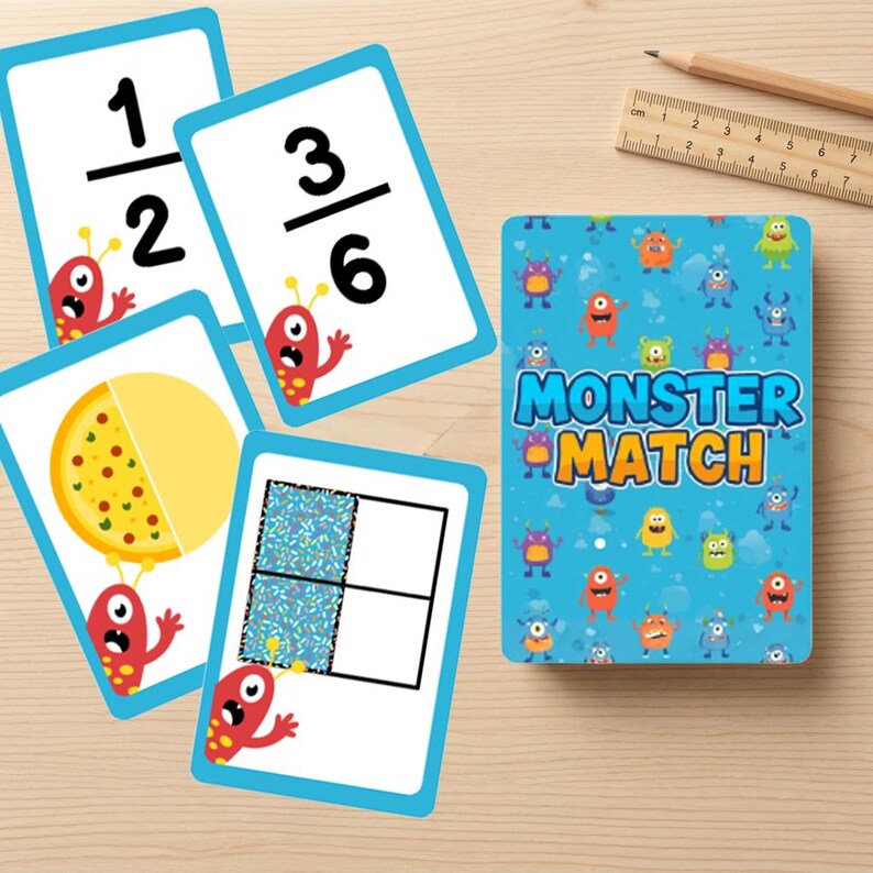 Equivalent Fractions Monster Match Game | Math Activity (PDF) - Etsy