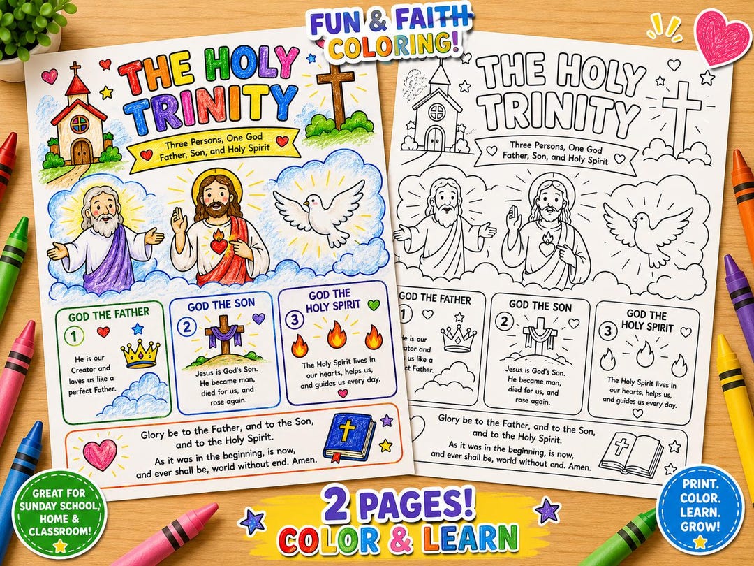 Holy Trinity Coloring Page for Kids Printable, Christian Sunday School ...