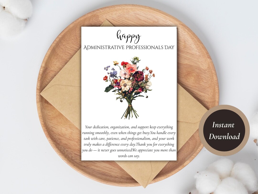 Happy Administrative Professionals Day Card Printable, Office ...