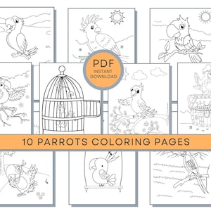 Parrot Coloring Pages, Parrot PDF, Parrot Printables, Parrot Coloring ...