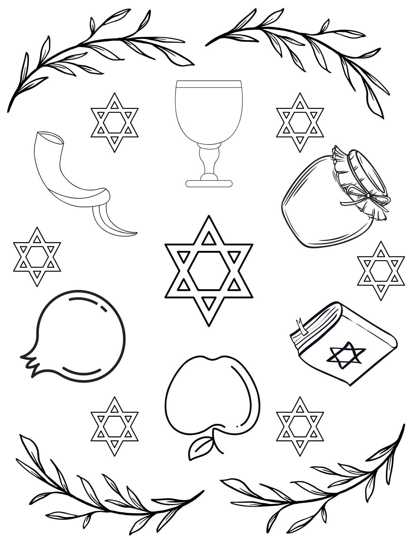 Rosh Hashanah Coloring Pages for Kids, Rosh Hashanah Printables, Rosh ...