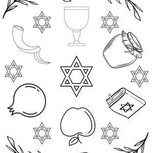 Rosh Hashanah Coloring Pages for Kids, Rosh Hashanah Printables, Rosh ...