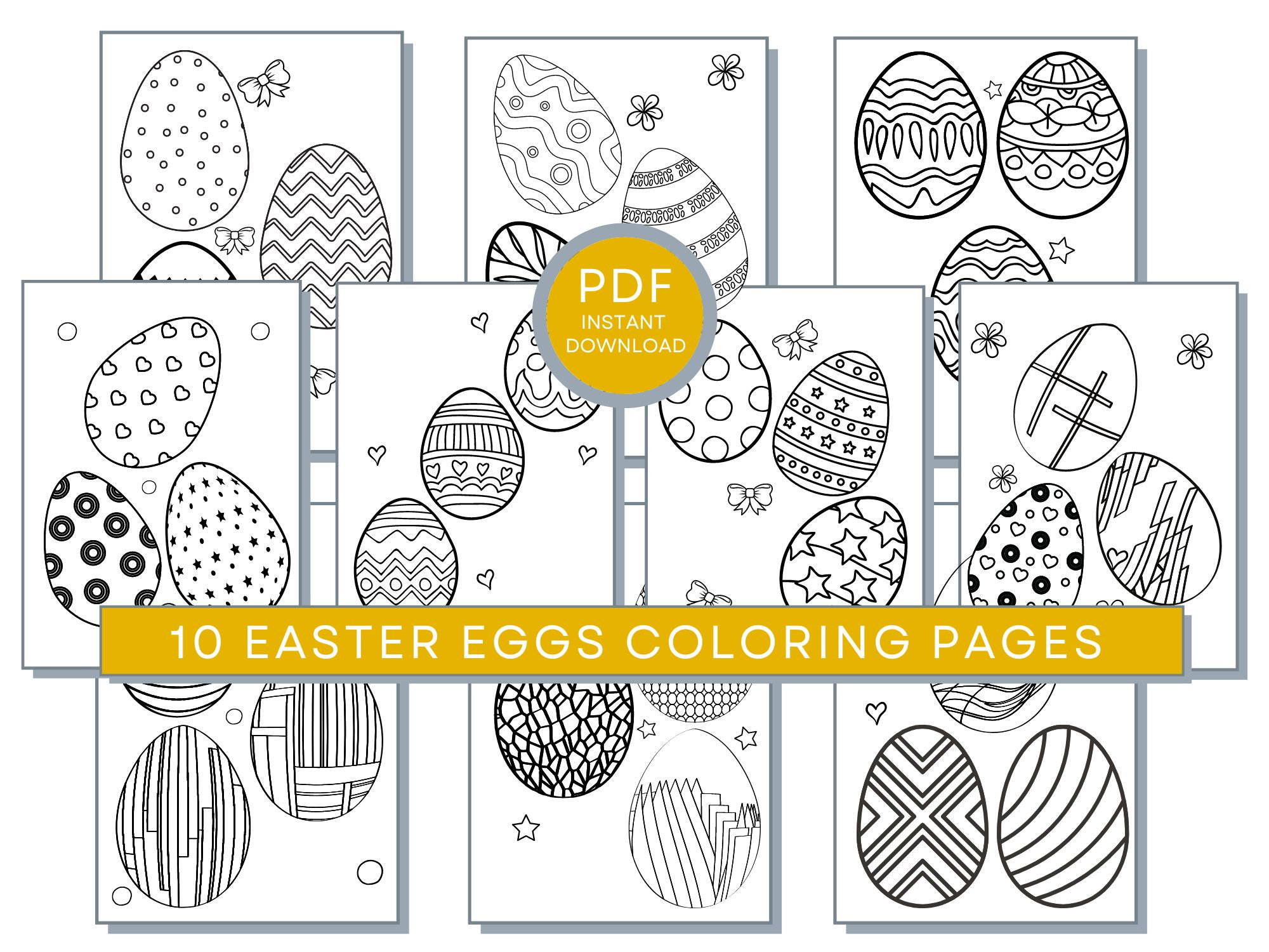 Easter Coloring Pages, Easter PDF Coloring, Easter Printables, Bunny ...