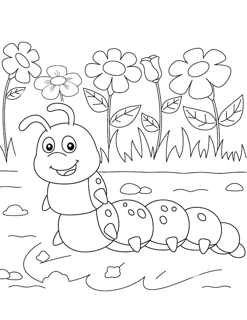 Bugs Coloring Pages, Bee PDF, Butterfly Printables, Spider Coloring ...