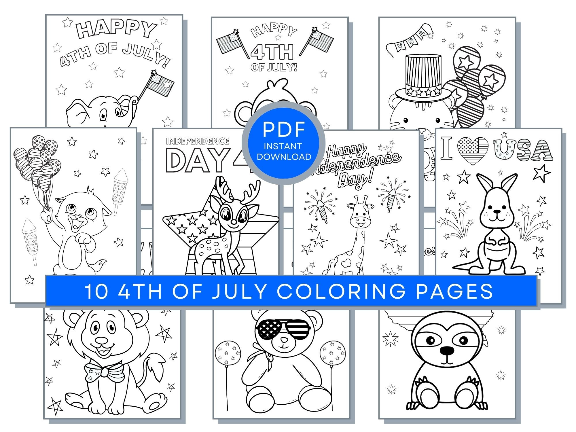 4th of July Coloring Page, 4th of July Printables, 4th of July Sheets ...
