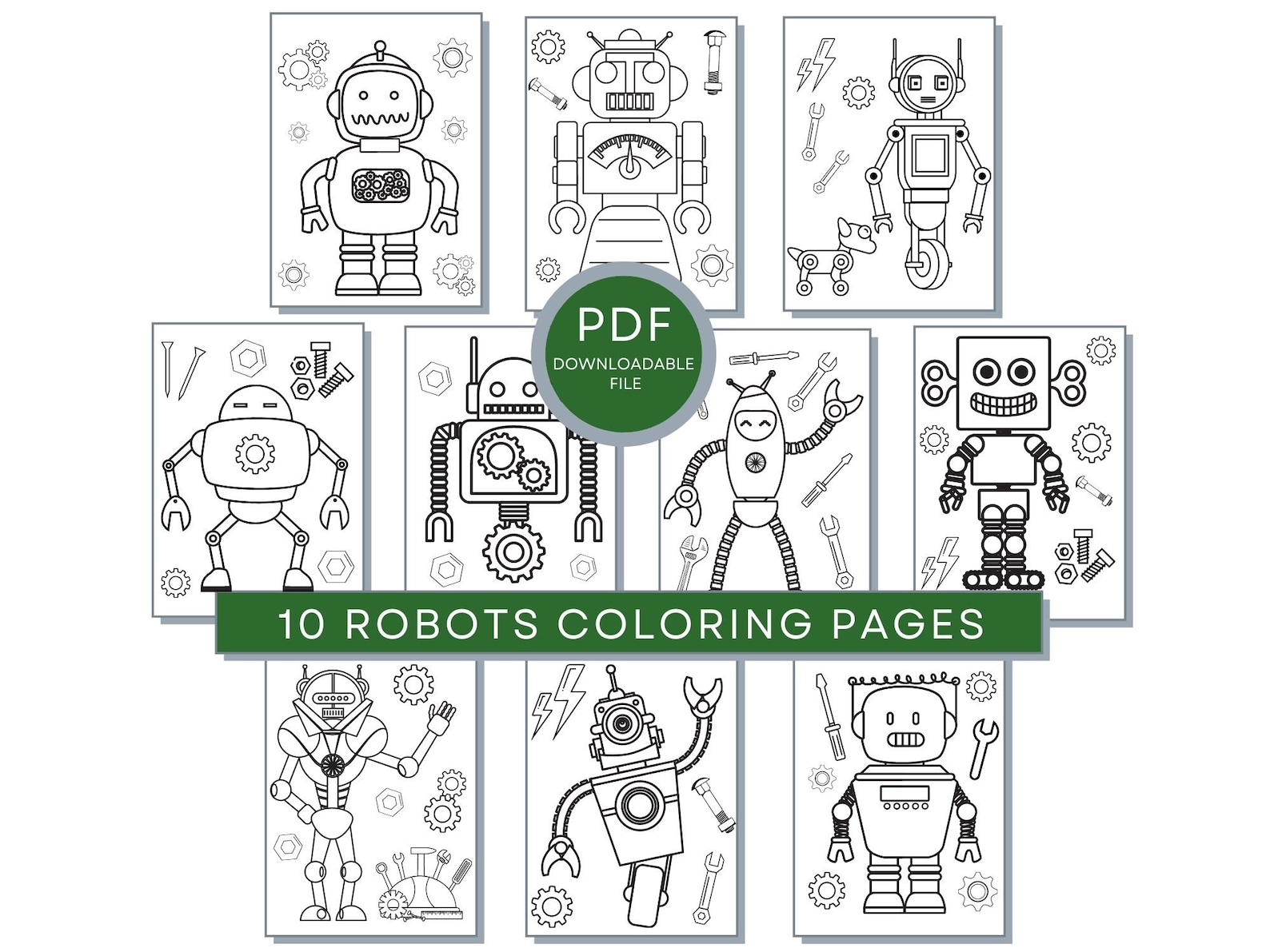 Robot Coloring Pages for Kids: 10 PDF Cute Robot Printables, Robots ...