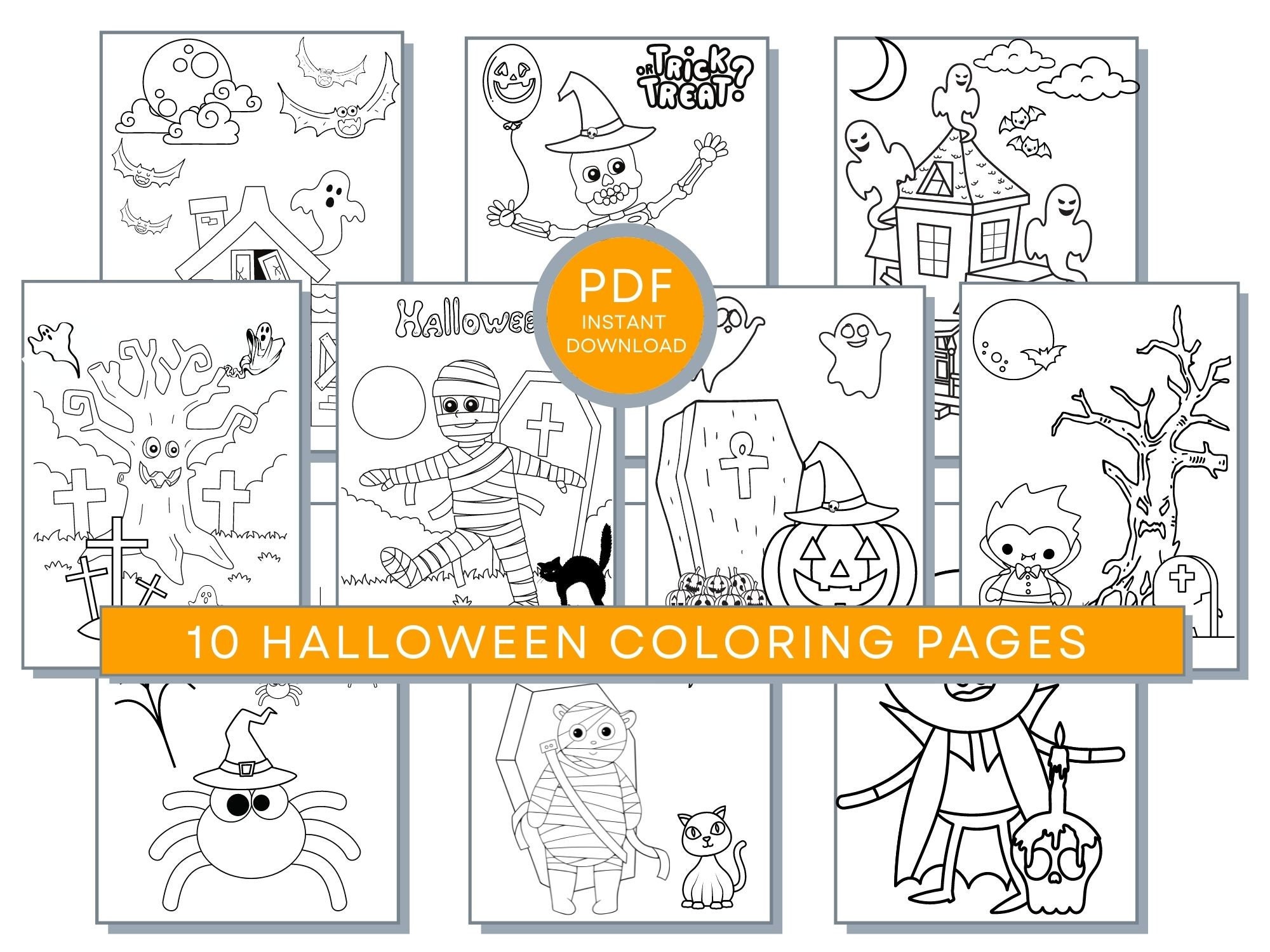 Halloween Coloring Pages, Halloween PDF, Halloween Printables, Scary ...