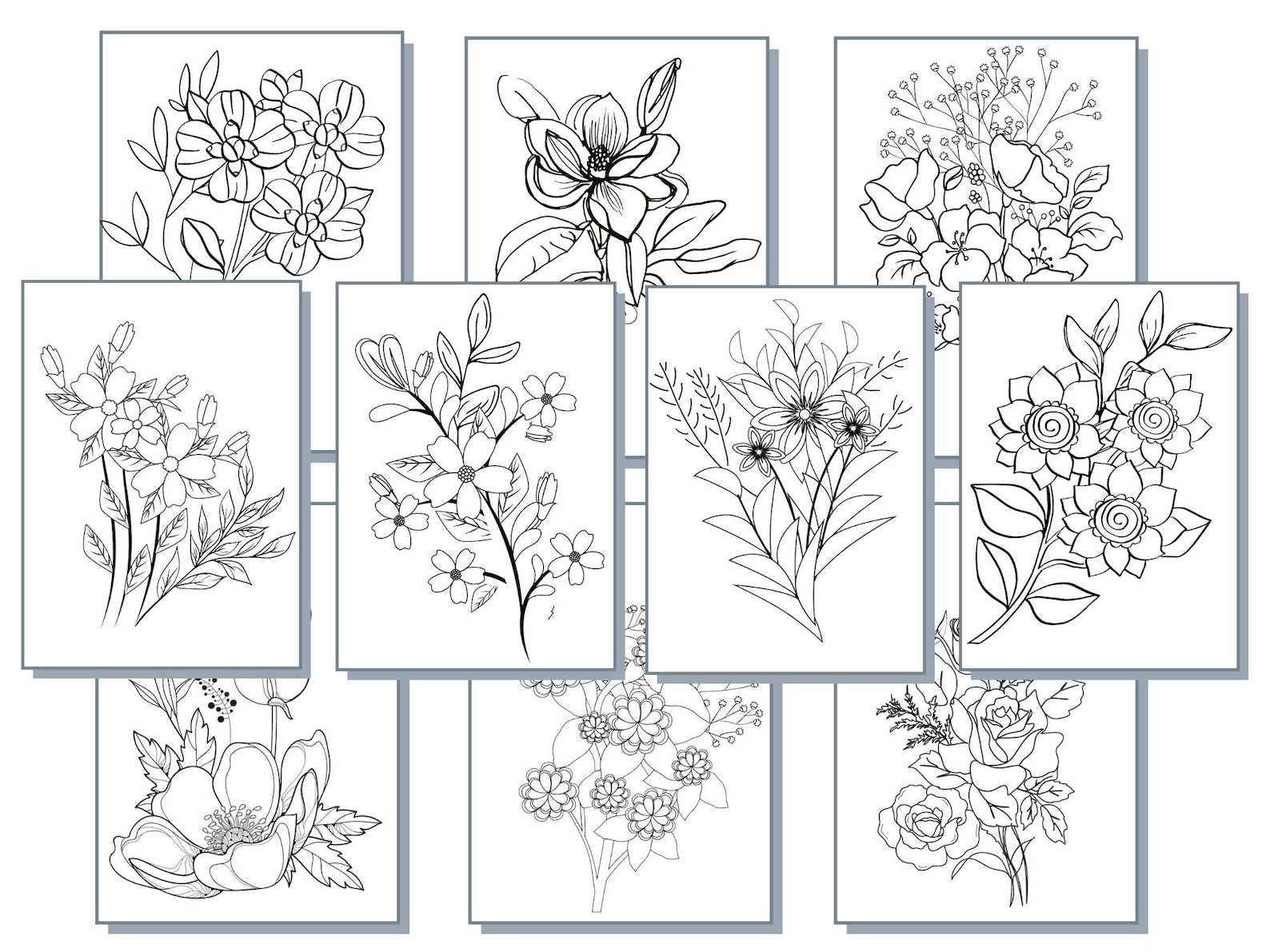 Flowers Coloring Pages, Flowers PDF Coloring Flowers Printables ...