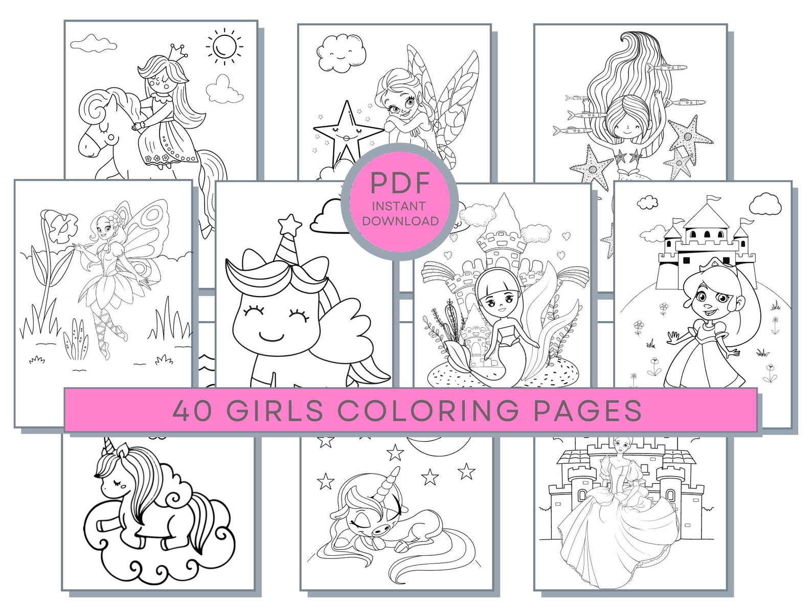 Girls Coloring Pages, 40 Girls Pages, Girls Printables, Girls Coloring ...
