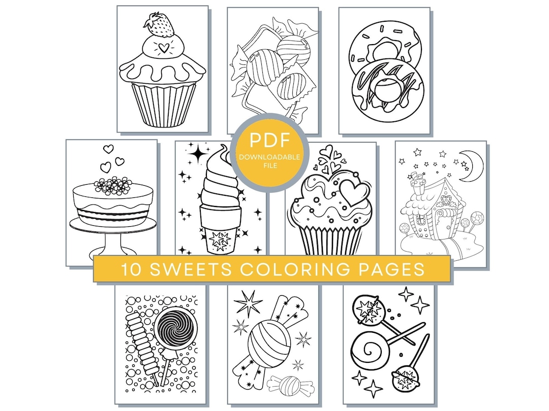 Sweets Coloring Pages for Kids, Sweets Printable, Coloring Pages of Ice ...